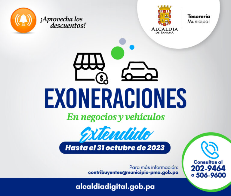 Extienden el periodo de exoneraciones municipales hasta el 31 de octubre
